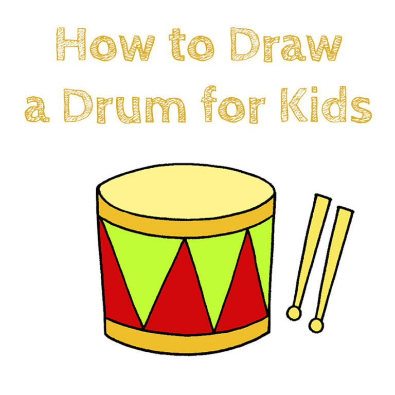 How to Draw a Drum for Kids - How to Draw Easy