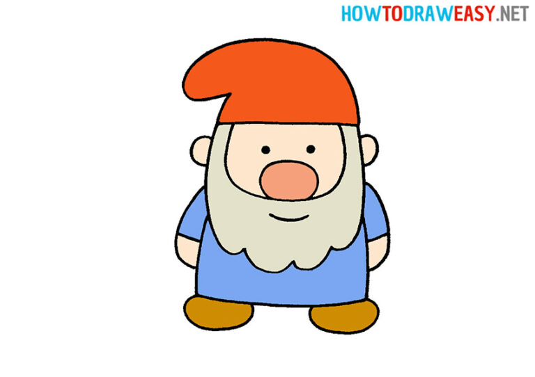 How to Draw a Gnome for Kids - How to Draw Easy