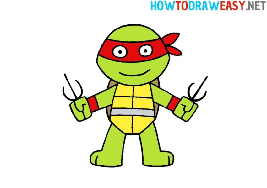 How to Draw a Ninja Turtle for Kids - How to Draw Easy