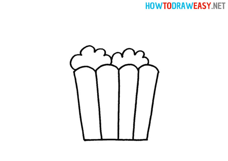 How to Draw Popcorn for Kids - How to Draw Easy