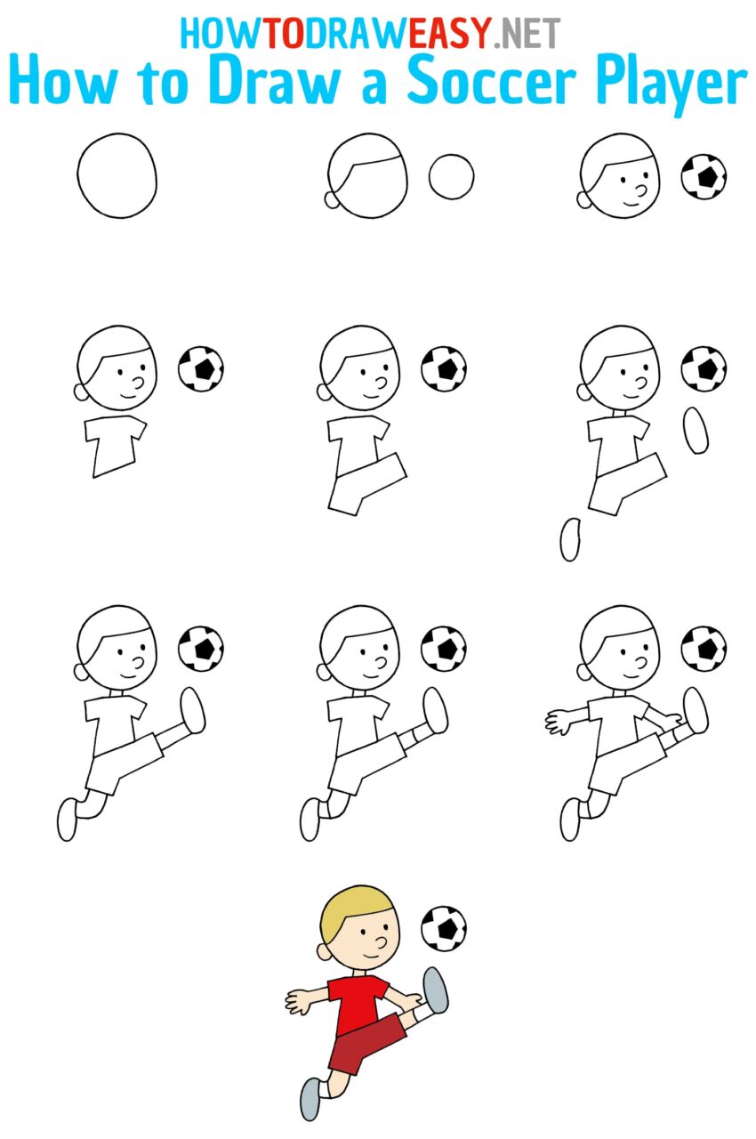 How to Draw a Soccer Player for Kids - How to Draw Easy