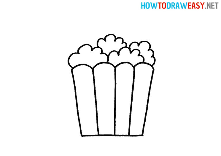 How to Draw Popcorn for Kids - How to Draw Easy