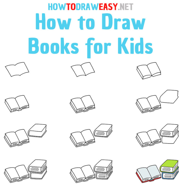 How to Draw Books for Kids - How to Draw Easy
