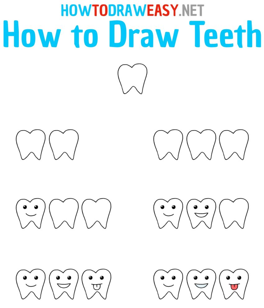 How to Draw Teeth for Kids - How to Draw Easy