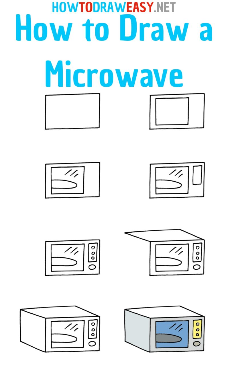 How to Draw a Microwave for Kids - How to Draw Easy