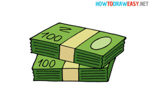 How to Draw a Stack of Money for Kids - How to Draw Easy
