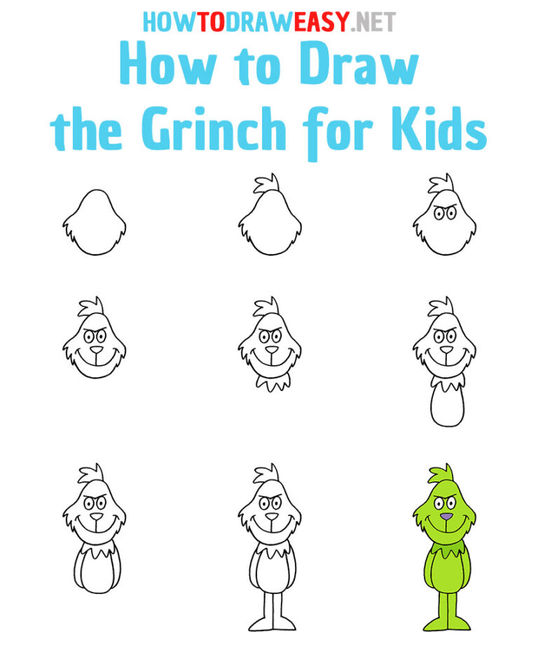 How to Draw the Grinch for Kids - How to Draw Easy