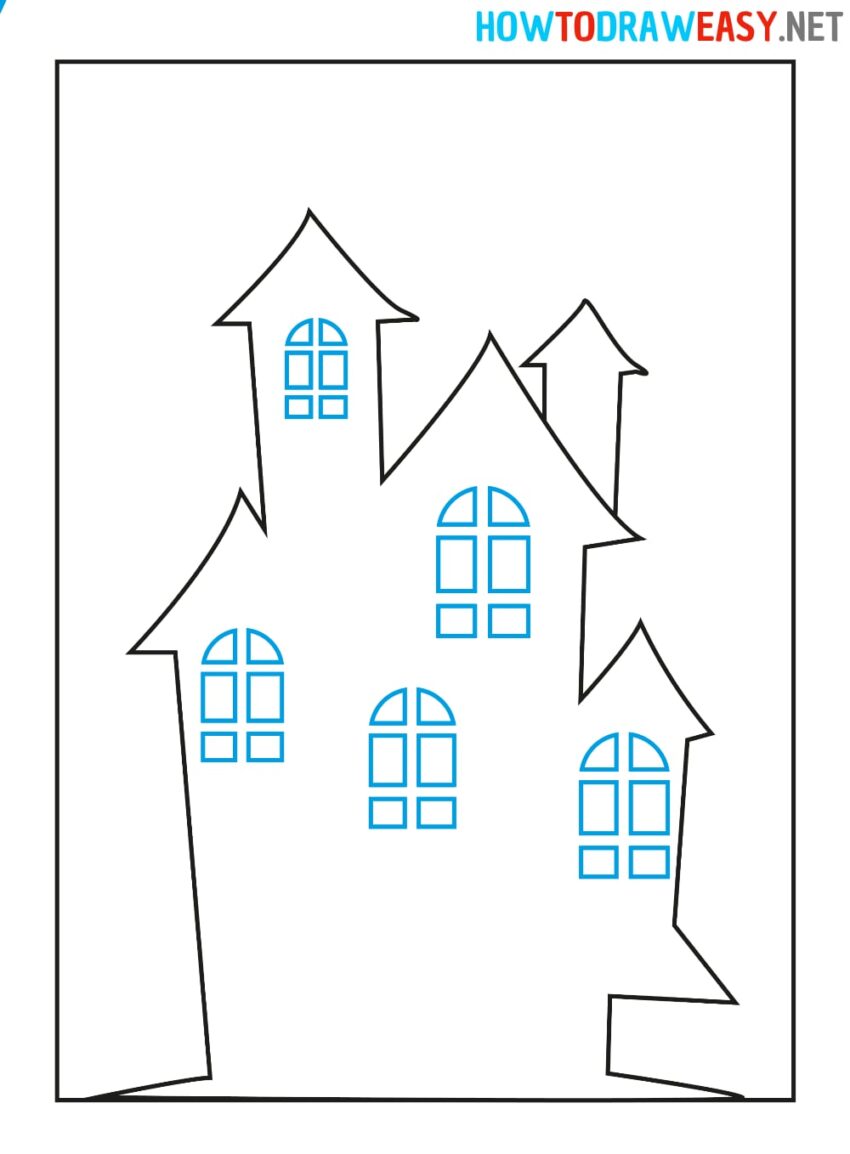 How to Draw a Haunted House - How to Draw Easy