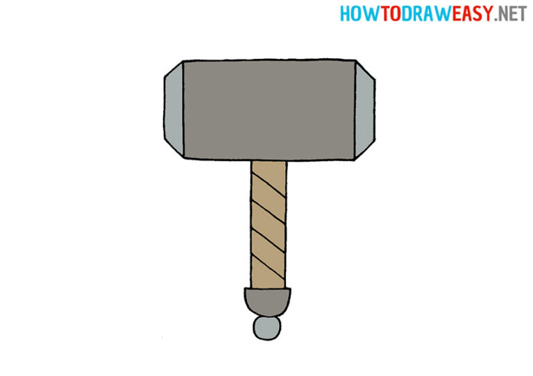 How to Draw Thor's Hammer for Kids - How to Draw Easy