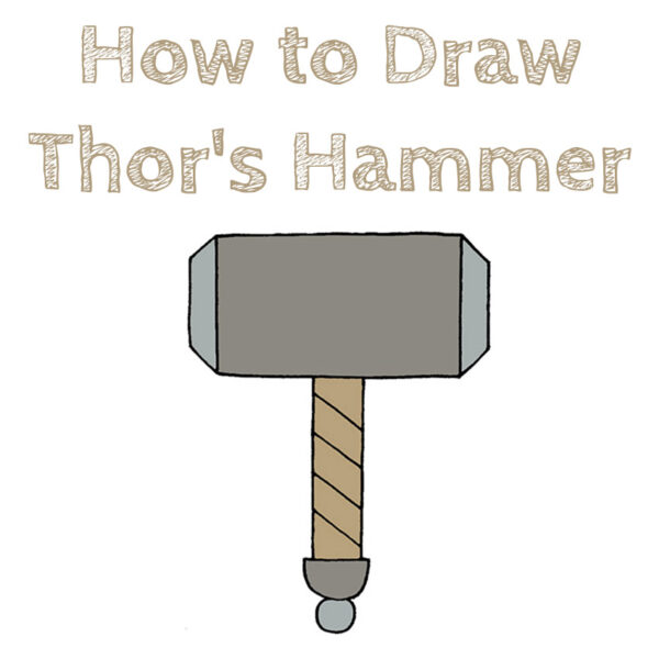 How to Draw Thor's Hammer for Kids - How to Draw Easy