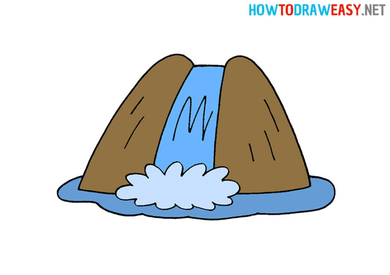 How to Draw a Waterfall for Kids - How to Draw Easy