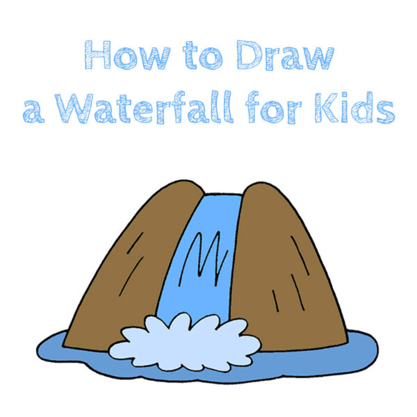 How to Draw a Waterfall for Kids - How to Draw Easy
