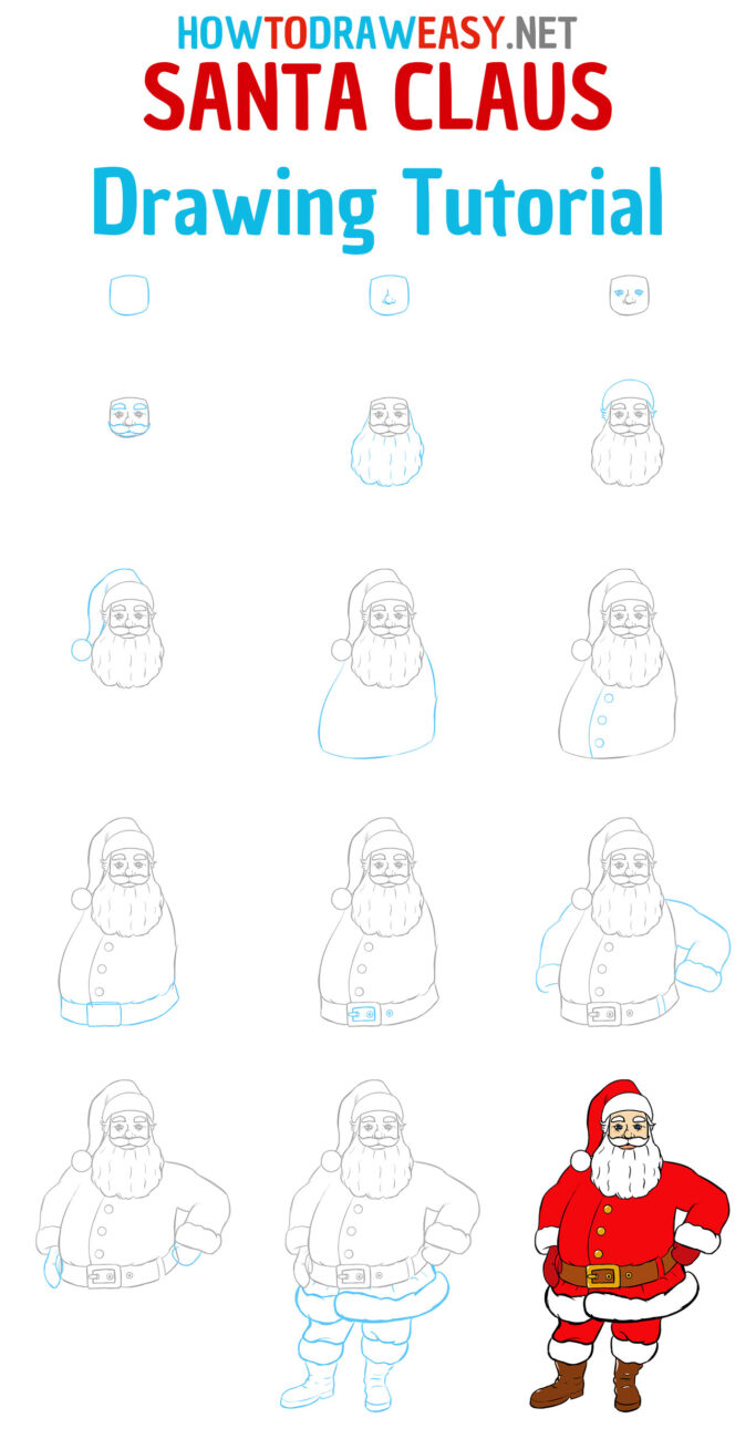 Santa Claus Drawing Tutorial - How to Draw Easy