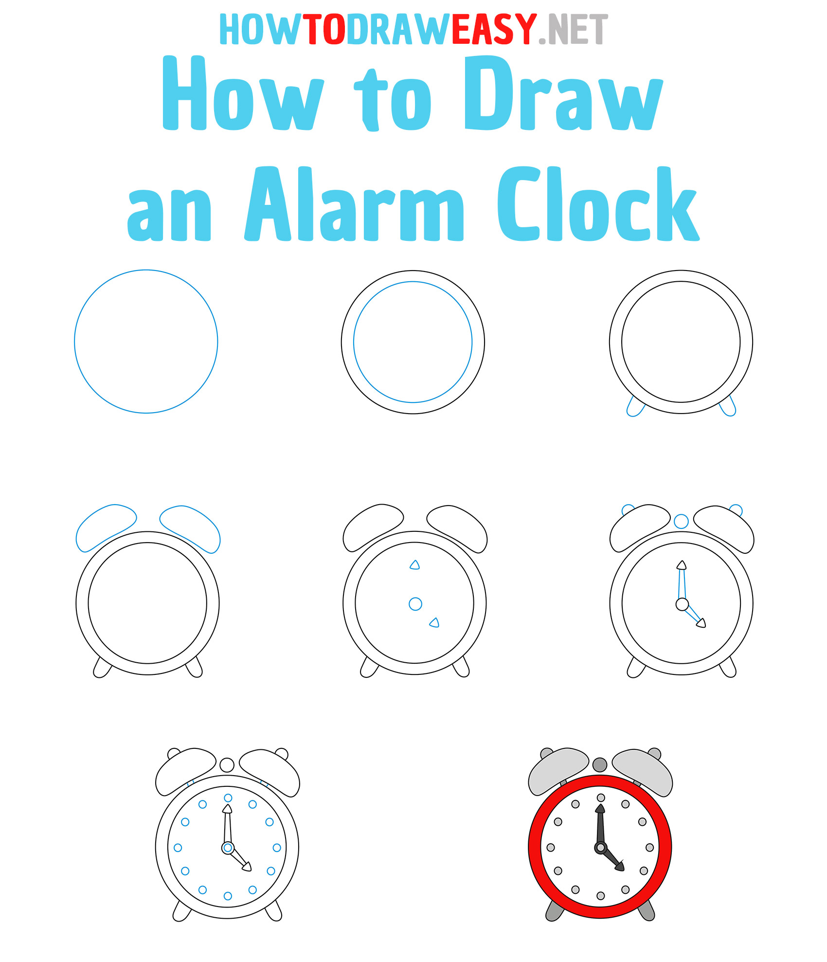How To Draw An Alarm Clock Draw For Kids