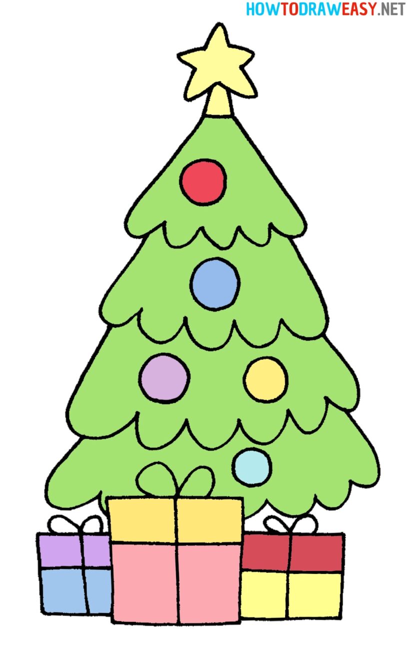 How to Draw a Christmas Tree Step-by-Step - How to Draw Easy