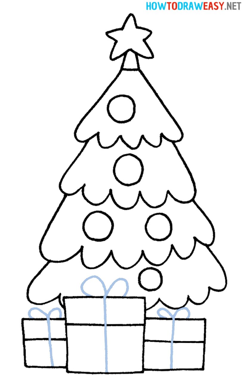 How to Draw a Christmas Tree Step-by-Step - How to Draw Easy