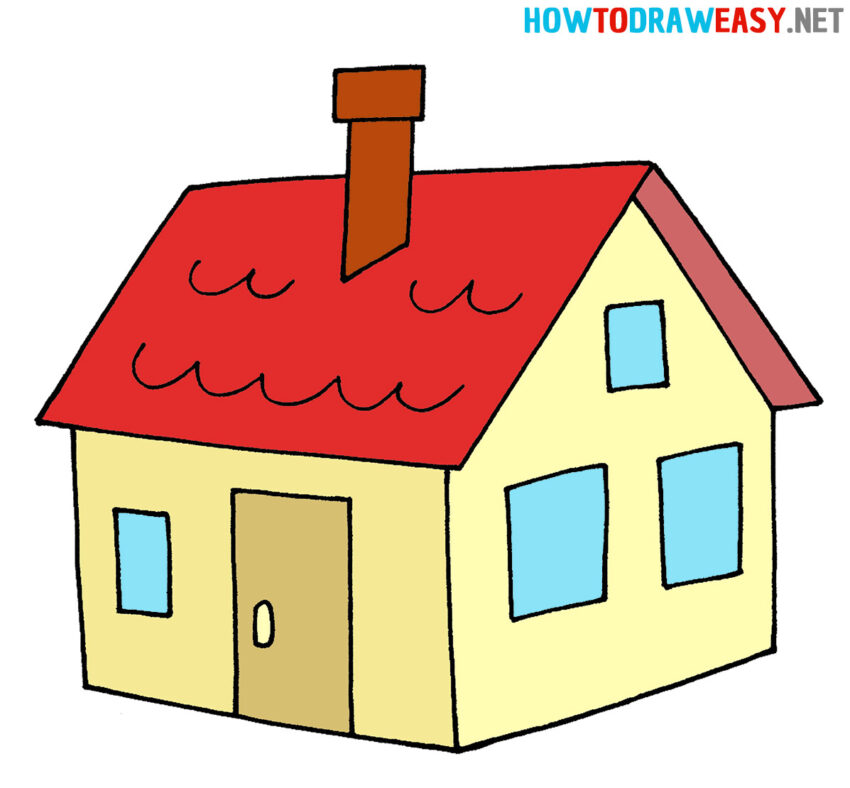 How to Draw a House Step by Step - How to Draw Easy