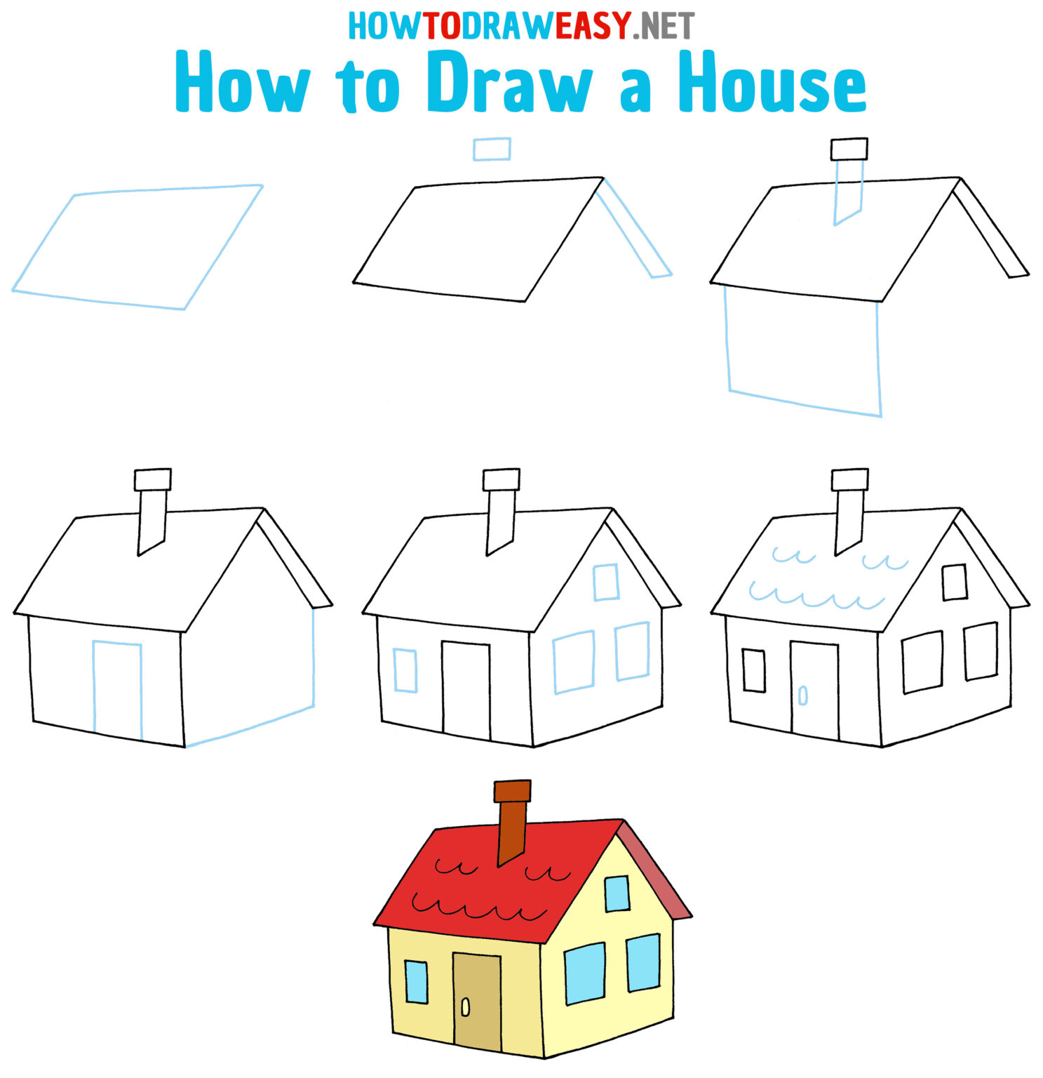How to Draw a House Step by Step - How to Draw Easy