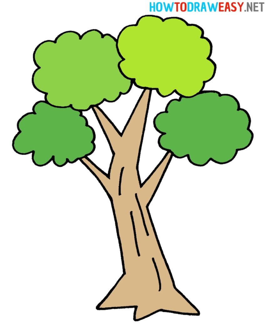How to Draw a Tree Step-by-Step - How to Draw Easy