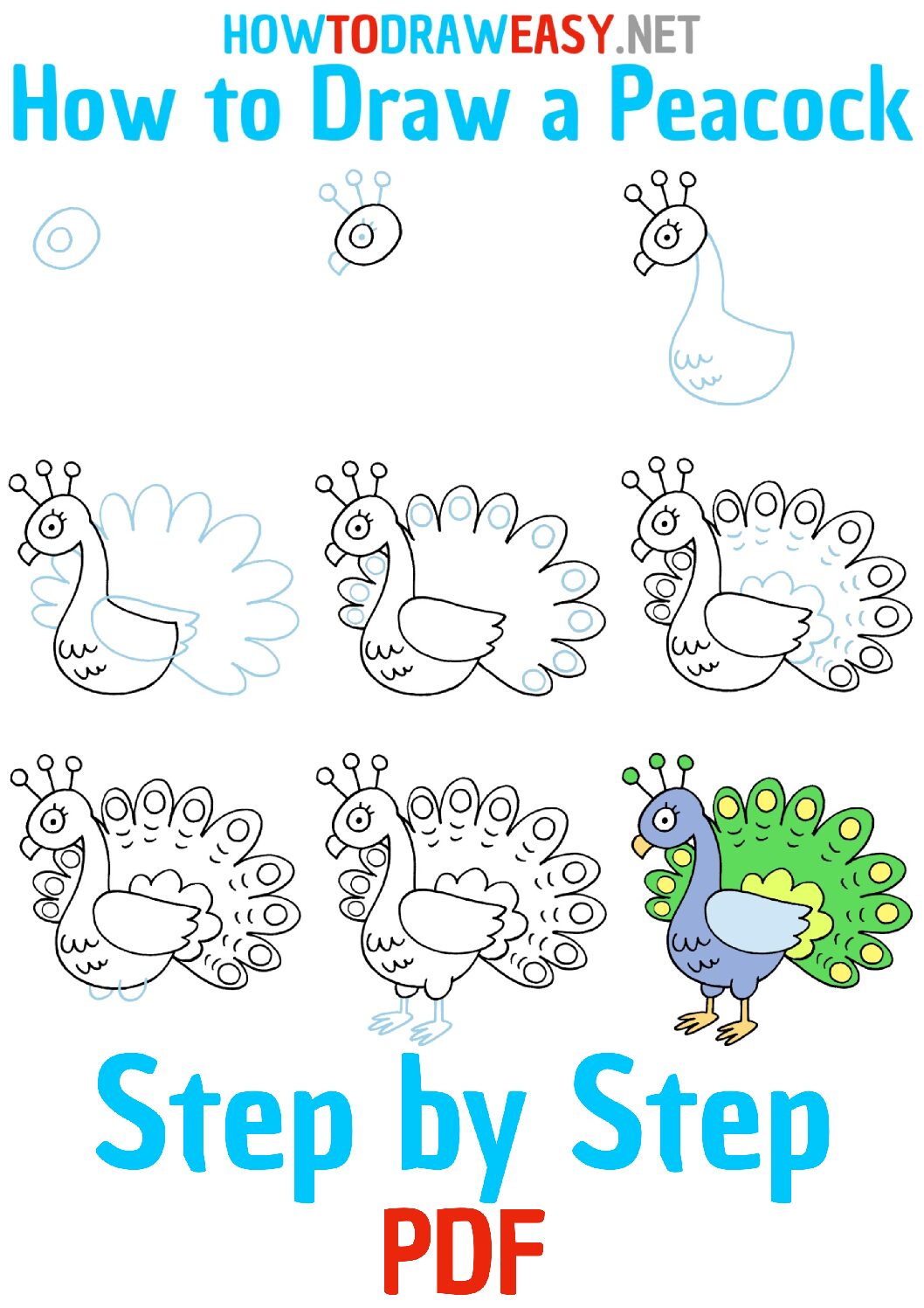 How to Draw a Peacock - Draw for Kids