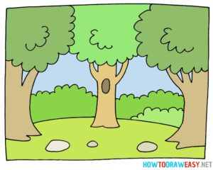 How to Draw a Forest - How to Draw Easy