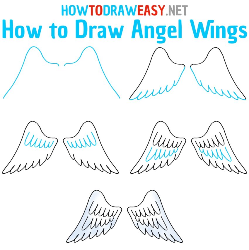 How to Draw Angel Wings - How to Draw Easy
