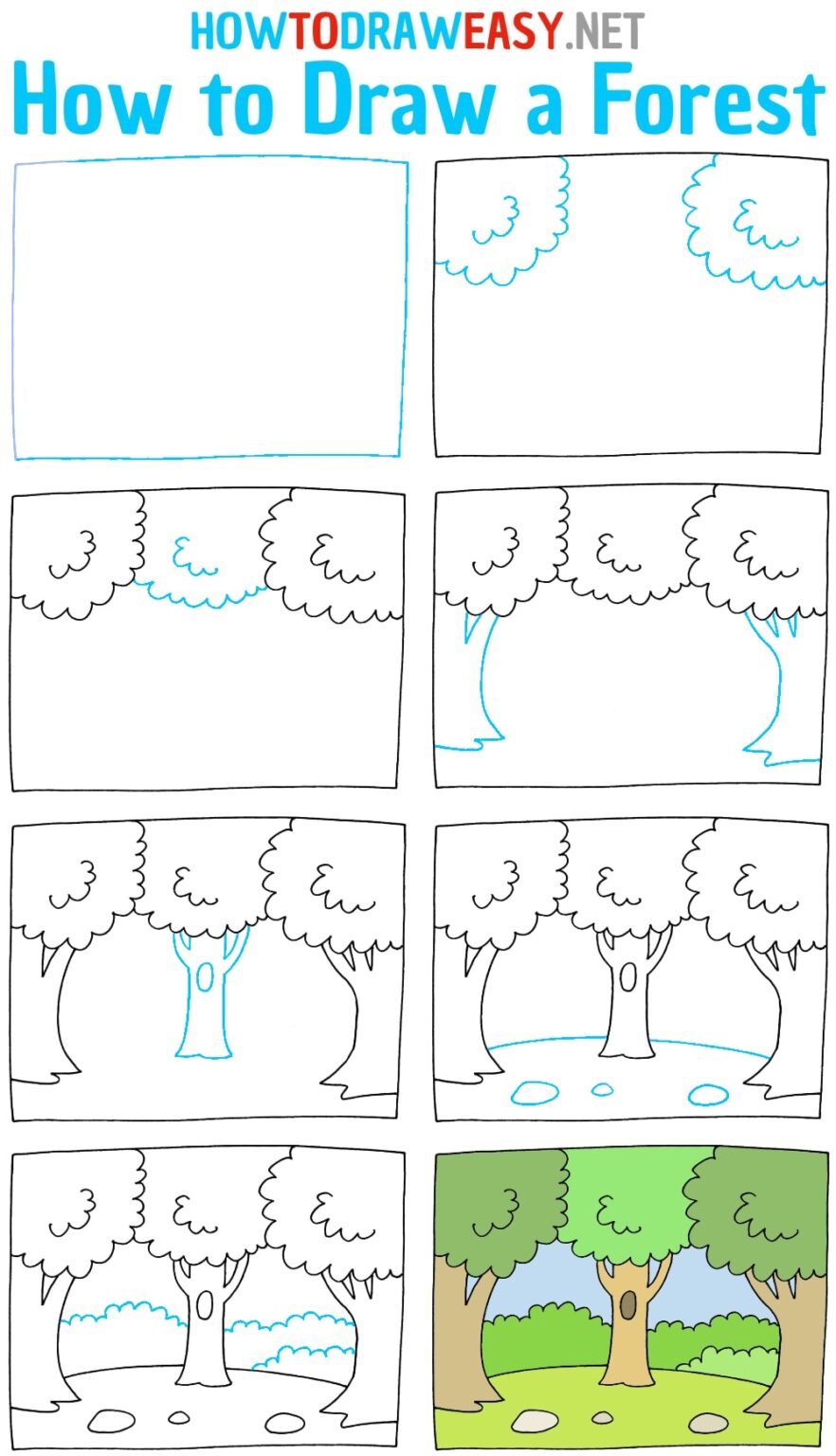 How to Draw a Forest - How to Draw Easy