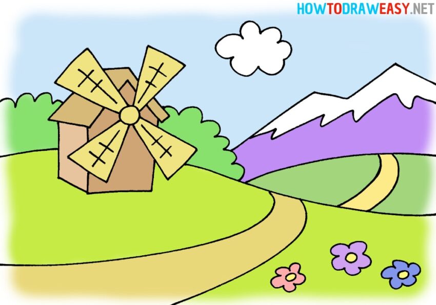 How to Draw a Landscape - How to Draw Easy