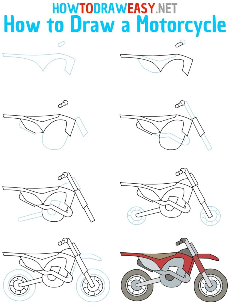 How to Draw a Motorcycle - How to Draw Easy