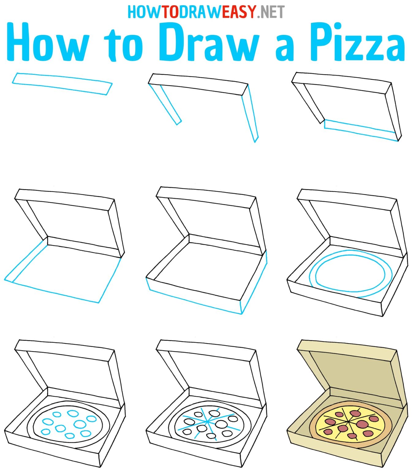 How to Draw a Pizza - How to Draw Easy