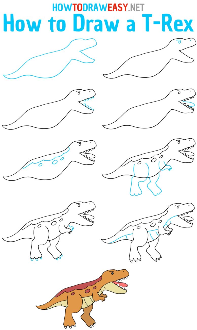 How to Draw a T-Rex - How to Draw Easy