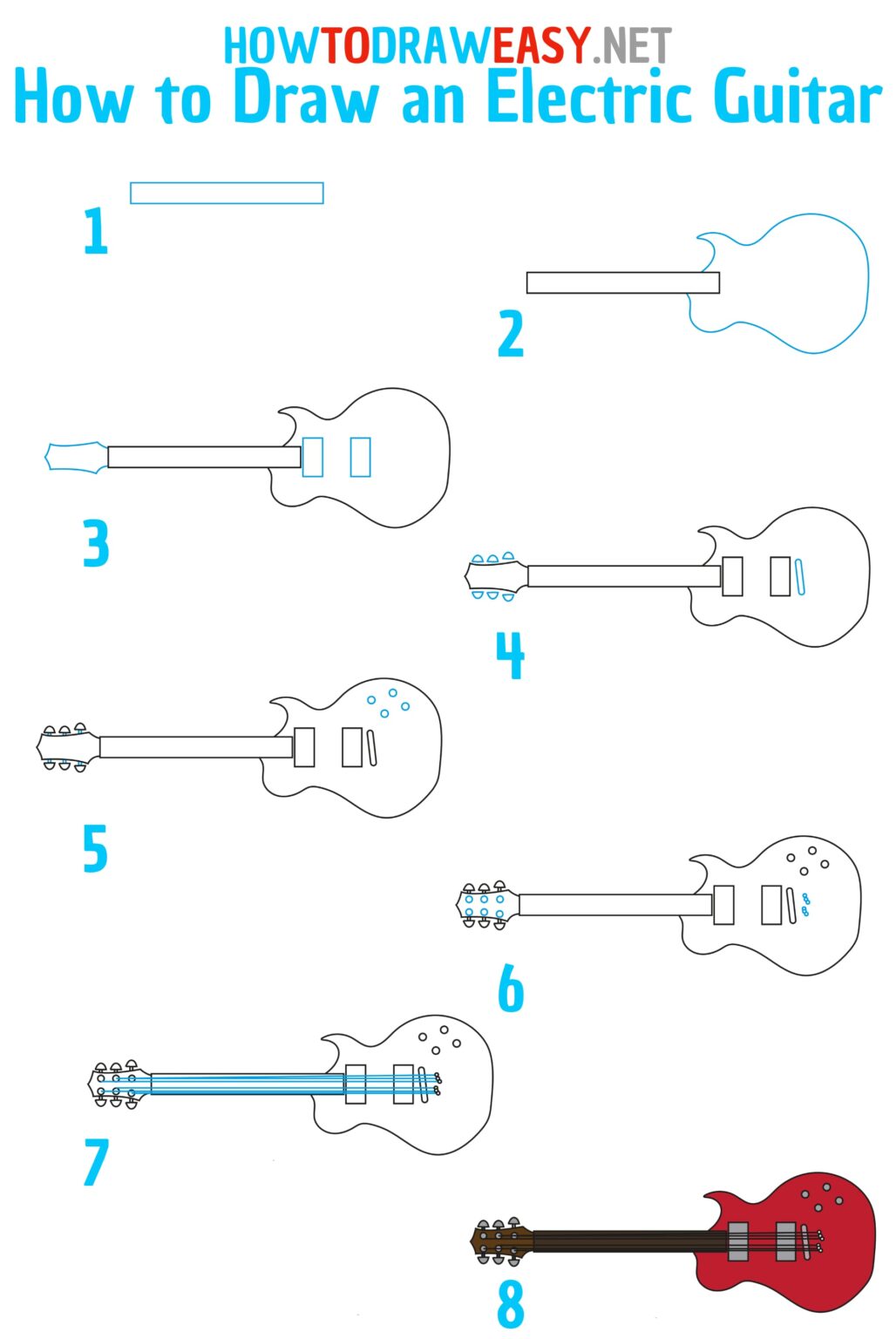 How to Draw an Electric Guitar - How to Draw Easy