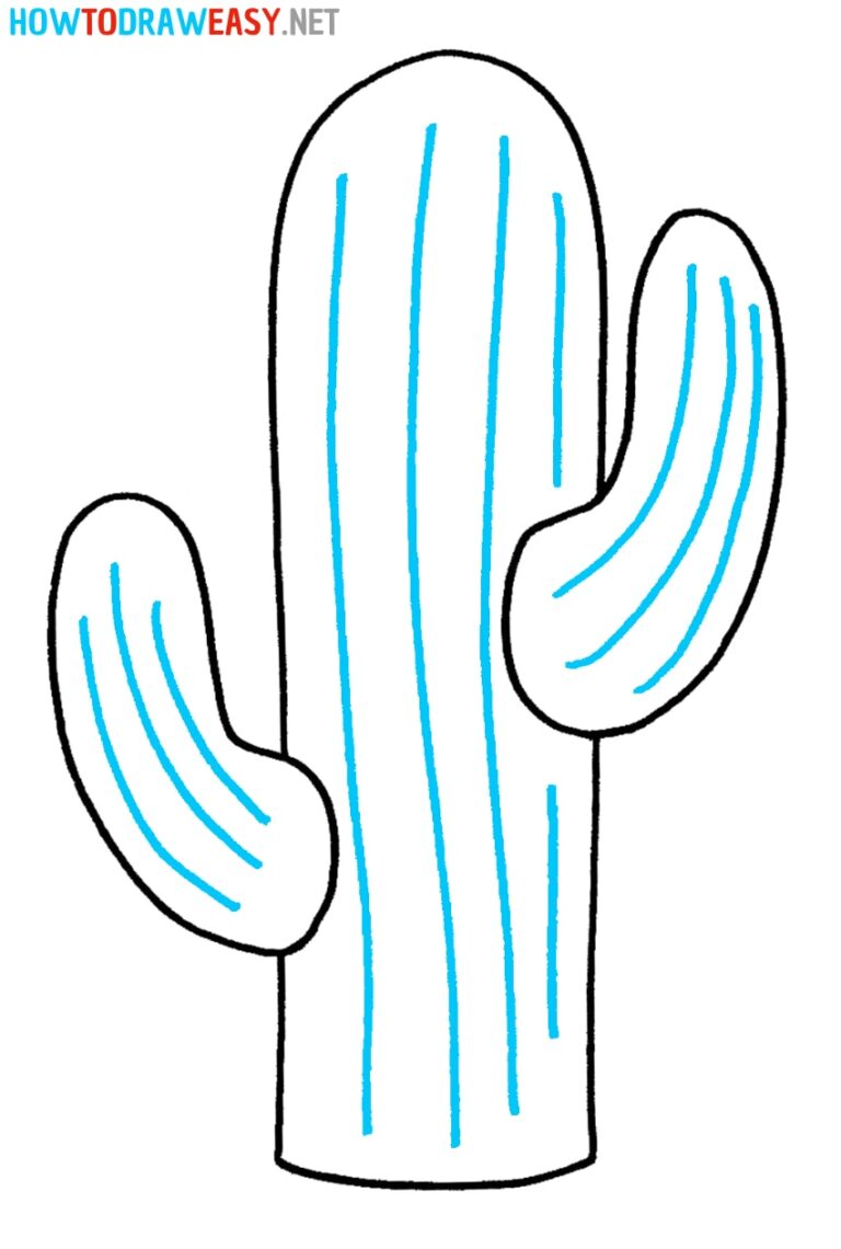 How to Draw a Cactus Step-by-Step - How to Draw Easy