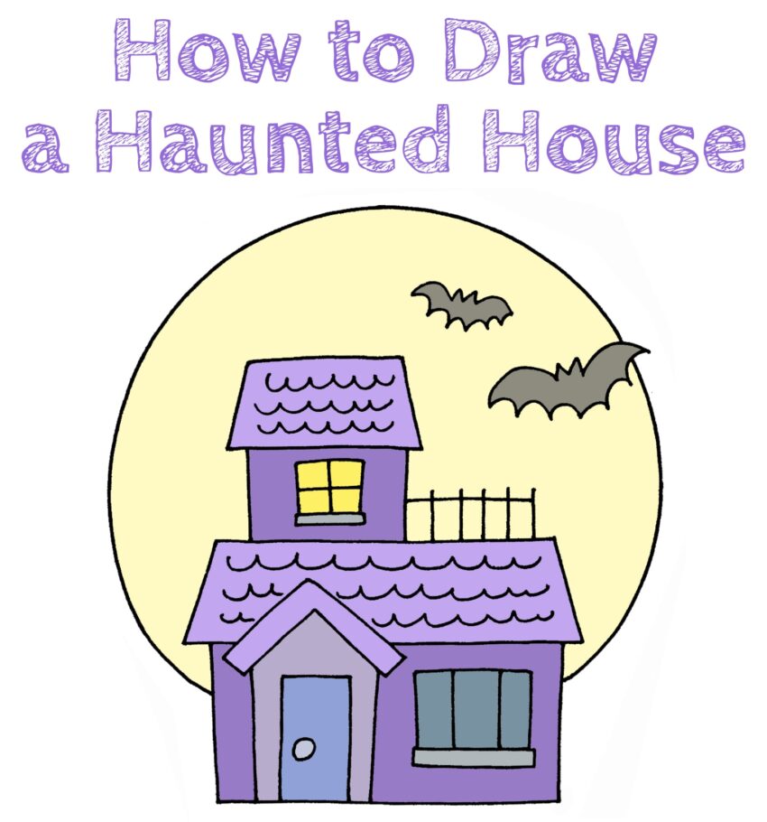 How to Draw a Haunted House Step-by-Step - How to Draw Easy