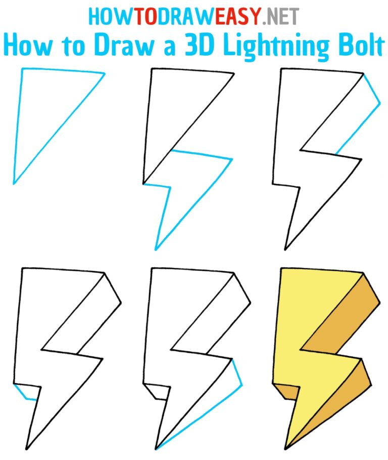 How to Draw a 3D Lightning Bolt - How to Draw Easy