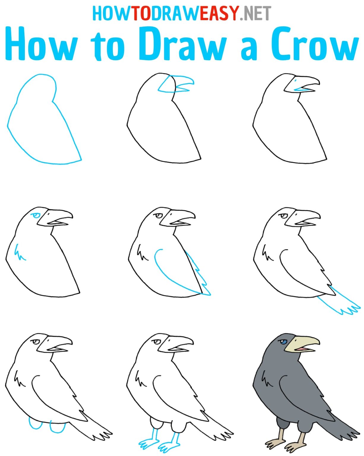 How to Draw a Crow - How to Draw Easy
