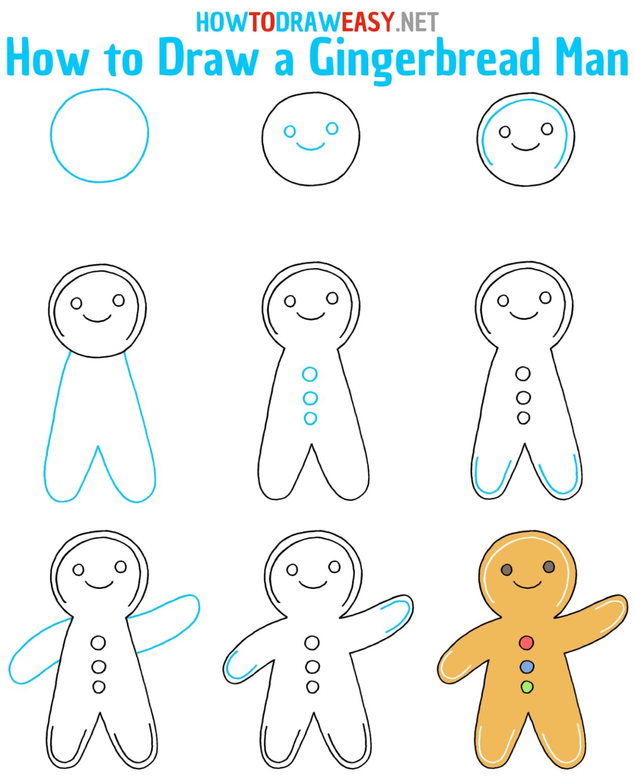 How to Draw a Gingerbread Man - How to Draw Easy