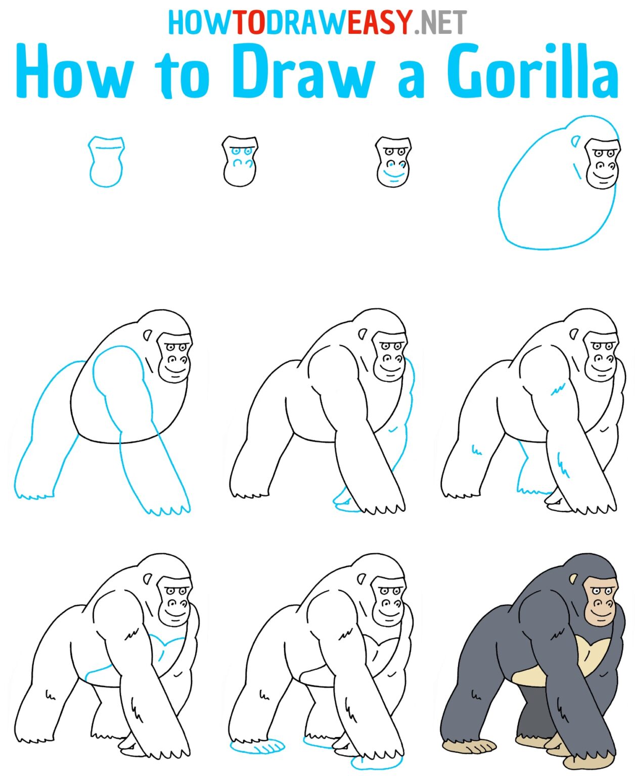 How to Draw a Gorilla - How to Draw Easy
