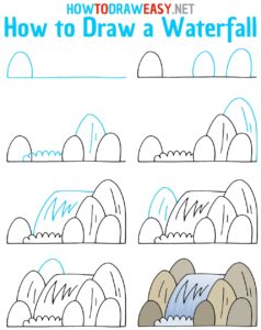 How to Draw a Waterfall - How to Draw Easy