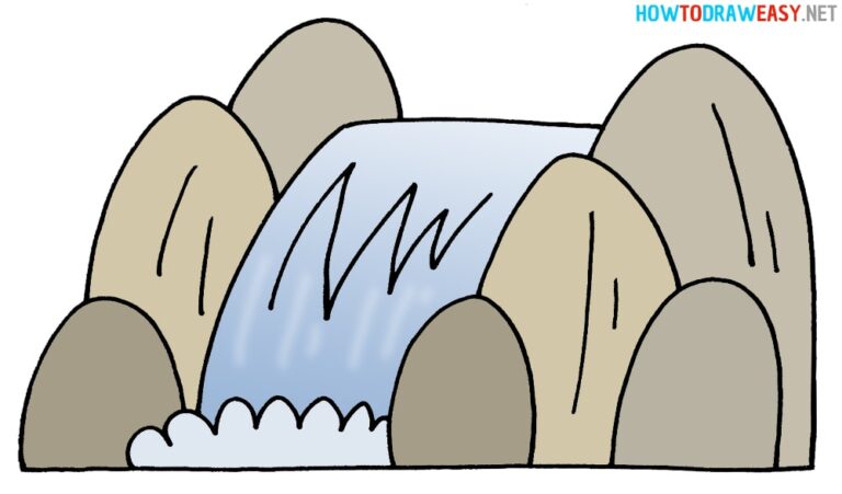How to Draw a Waterfall - How to Draw Easy