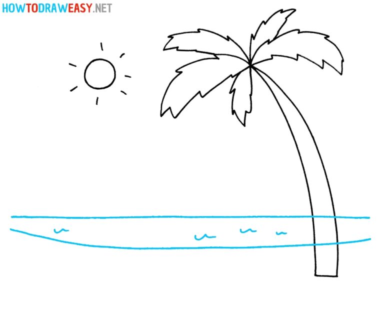 How to Draw a Beach - How to Draw Easy