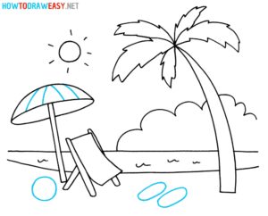 How to Draw a Beach - How to Draw Easy
