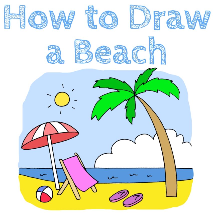 How to Draw a Beach - How to Draw Easy