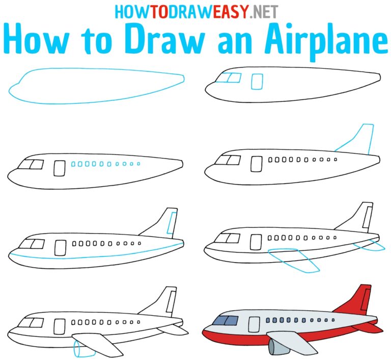 How to Draw an Airplane - How to Draw Easy