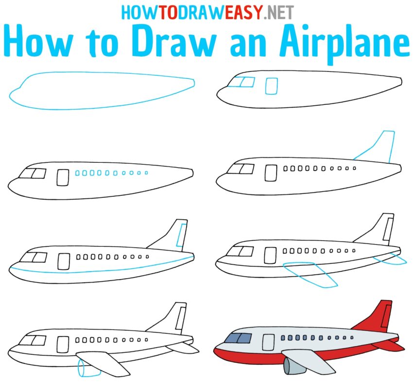 How to Draw an Airplane - How to Draw Easy