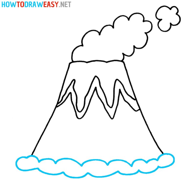 How to Draw a Volcano - How to Draw Easy