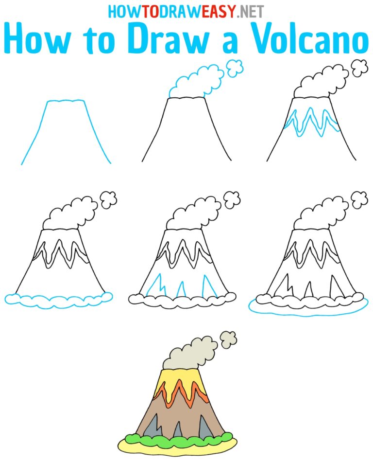 How to Draw a Volcano - How to Draw Easy