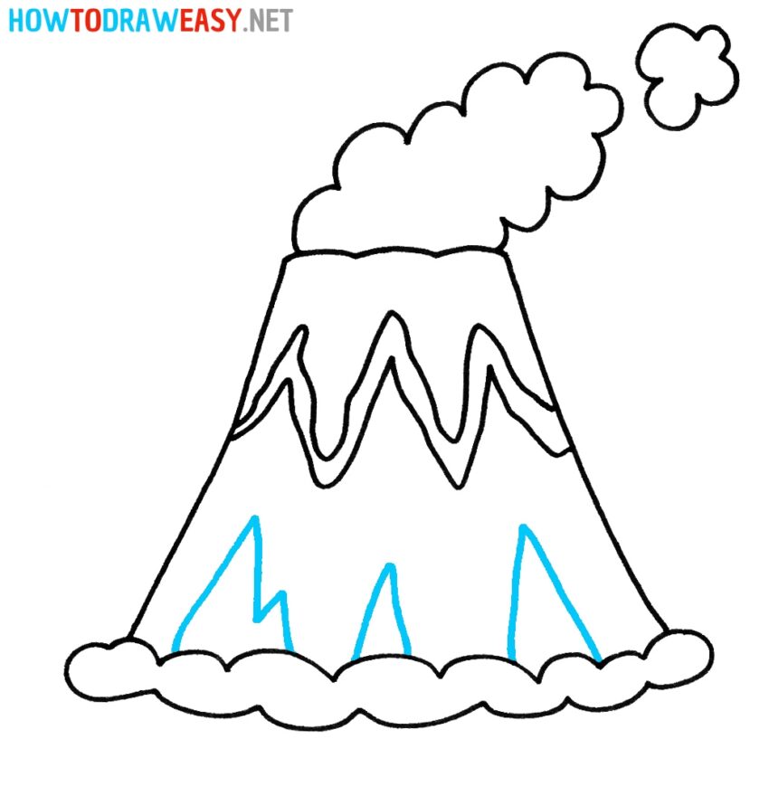 How to Draw a Volcano - How to Draw Easy