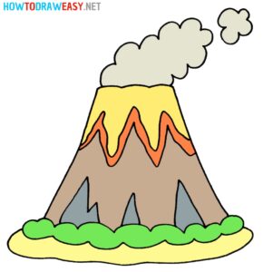 How to Draw a Volcano - How to Draw Easy