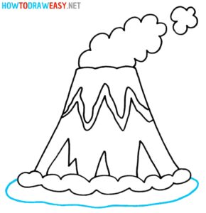 How to Draw a Volcano - How to Draw Easy
